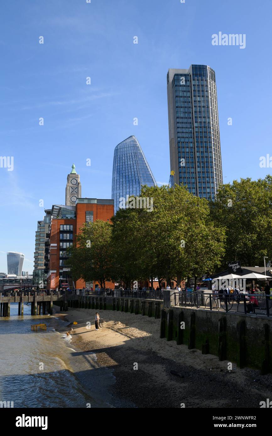 A view of Thames Beach Southbank with One Blackfriars and Southbank ...