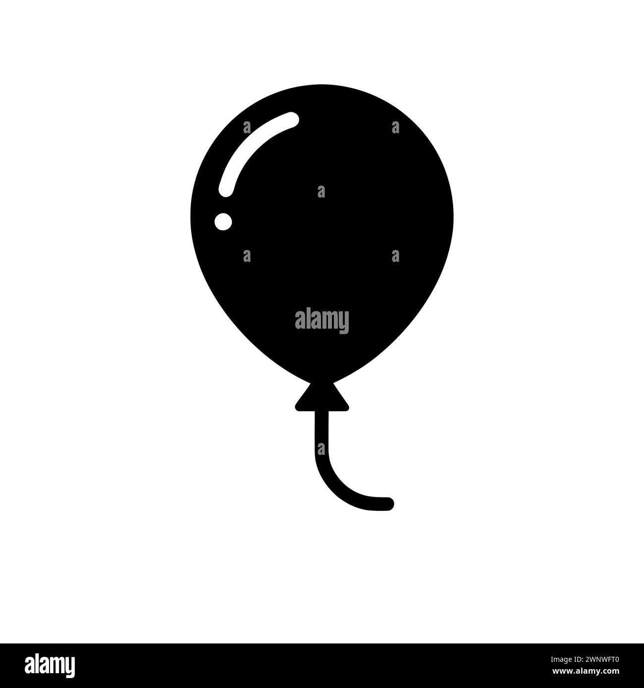 Balloon icon. Black symbol of rubber air balloon. Holiday symbol ...