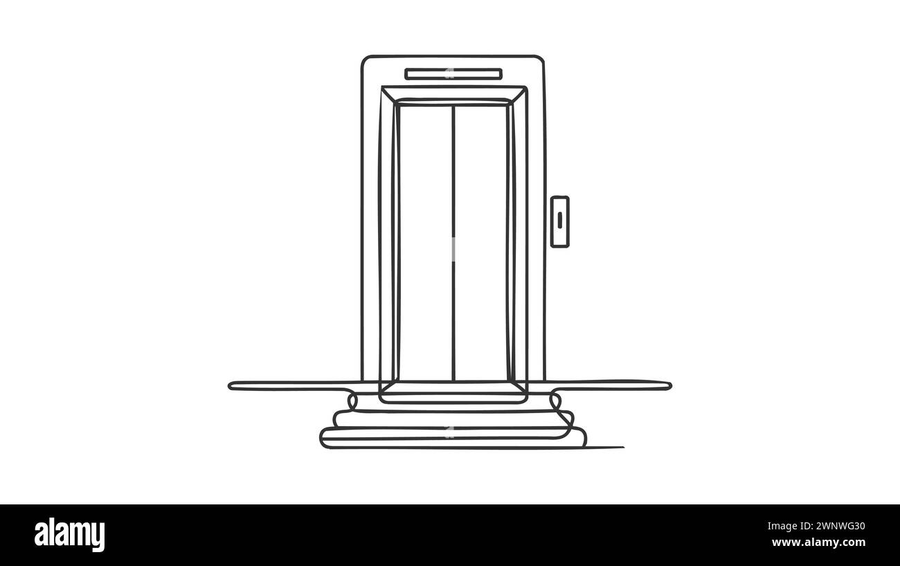 Lift line icon. Continuous one line with curl. Elevator sign ...