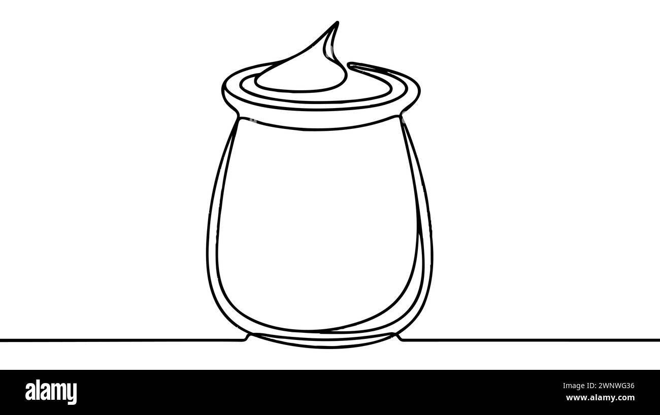One single line drawing of fresh milkshake with whipped cream and wafer ...