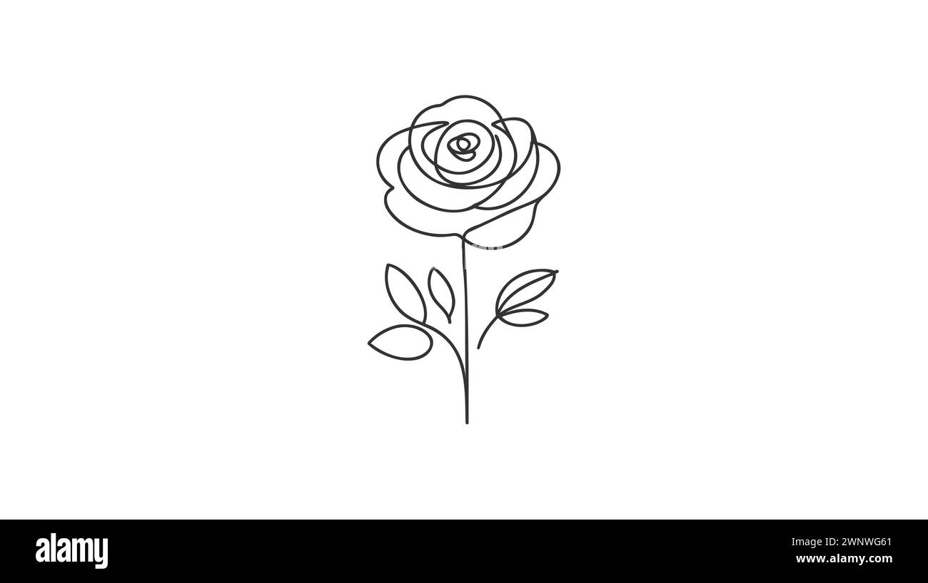 One continuous line rose design. Hand drawn minimalism style vector ...