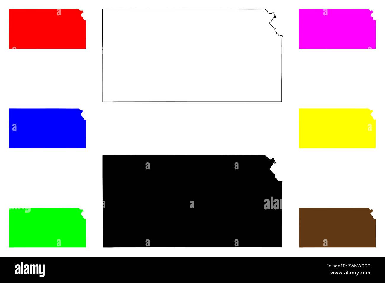 State of Kansas (United States of America, USA or U.S.A.) silhouette ...