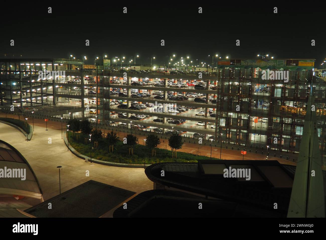 Istanbul, Turkey, December 31, 2023: Multi-storey modern parking with ...