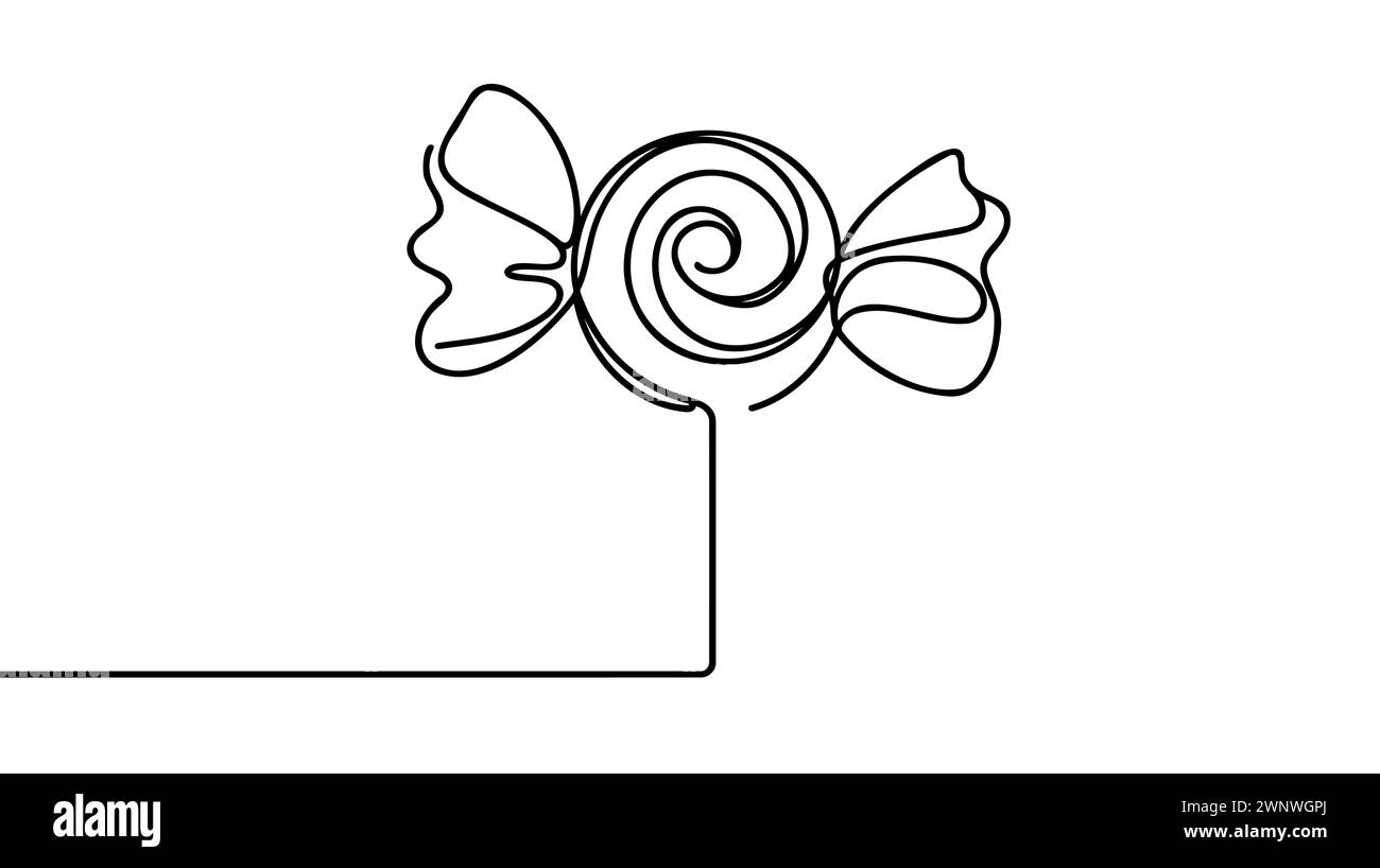 Continuous single drawn one line candy hand-drawn picture silhouette ...