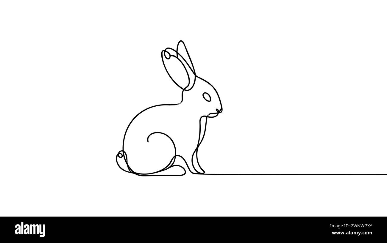 Rabbit one continuous line drawing icon. Vector illustration isolated ...