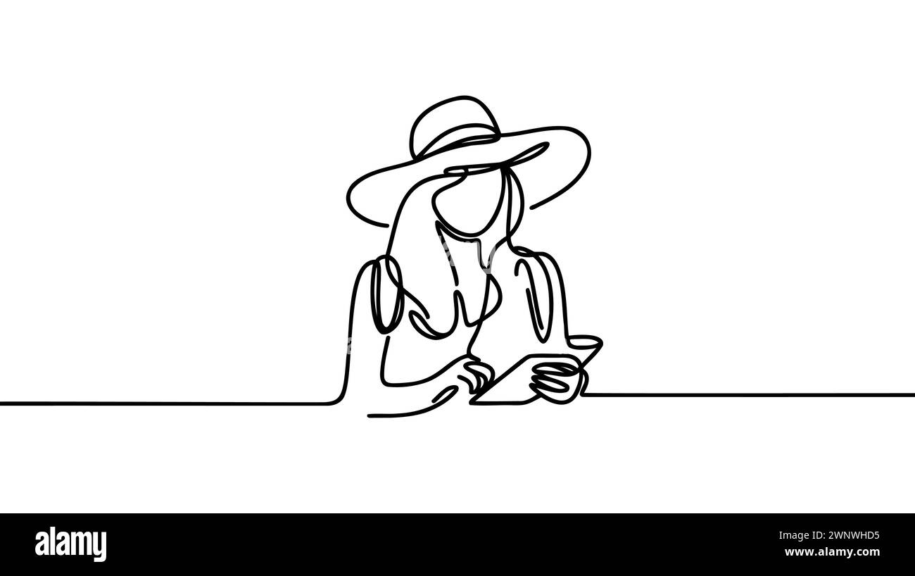 Continuous line drawing of traveler, tourist. Single one line art ...