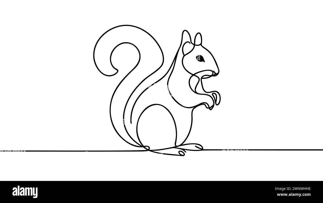 Single continuous line drawing of luxury squirrel for corporation logo ...