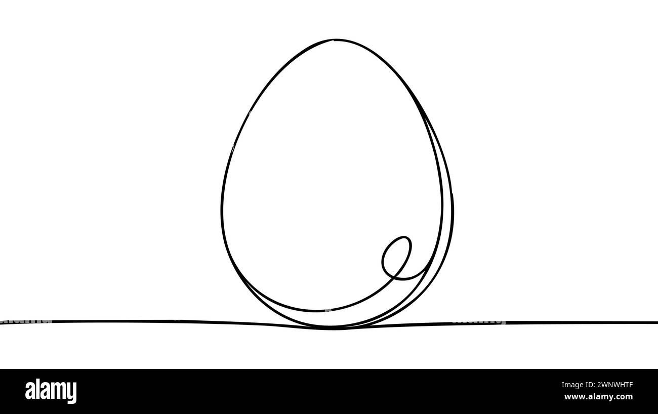 Egg line art, Continuous one line drawing of whole egg in shell, Black ...