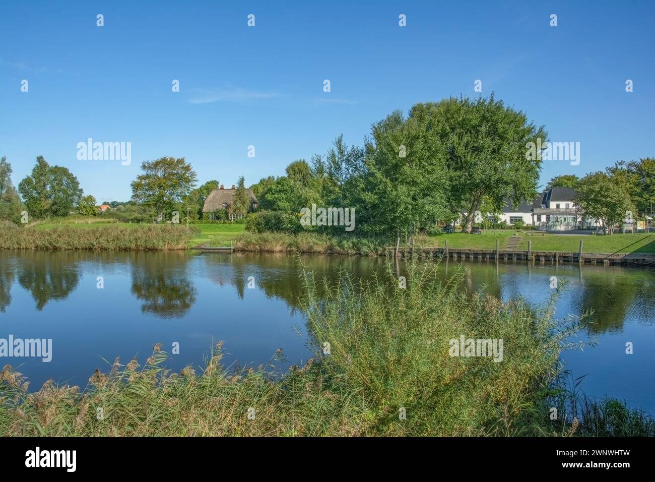 Village of Schwabstedt at Treene River,North Frisia,Schleswig-Holstein ...
