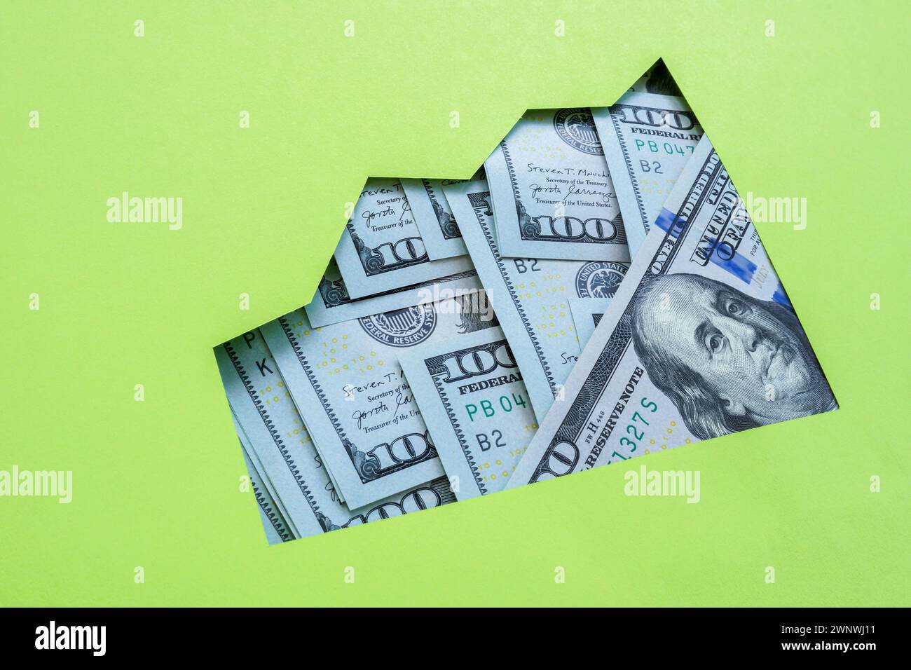 A growing graph of money as a symbol of savings and income growth Stock ...