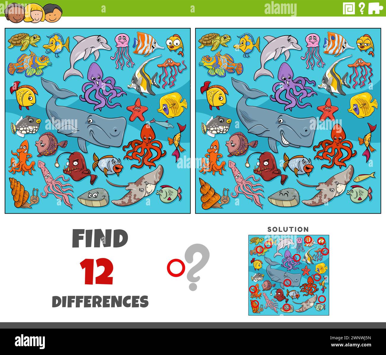 Cartoon illustration of finding the differences between pictures ...