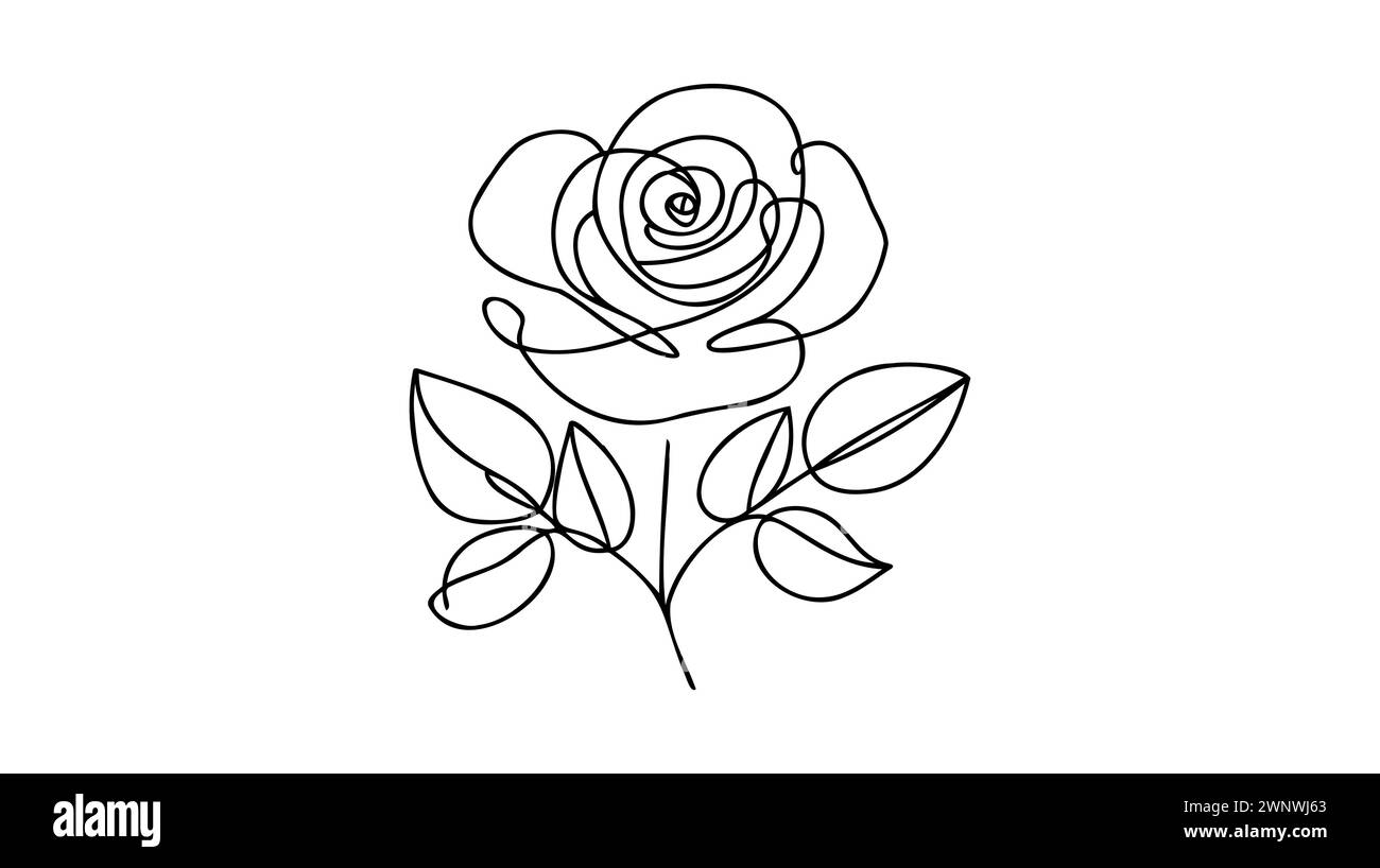 One continuous line rose design. Hand drawn minimalism style vector ...