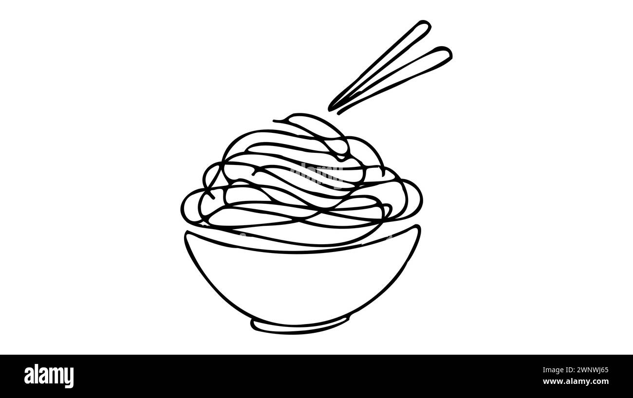 One continuous line drawing of fresh delicious Japanese ramen ...