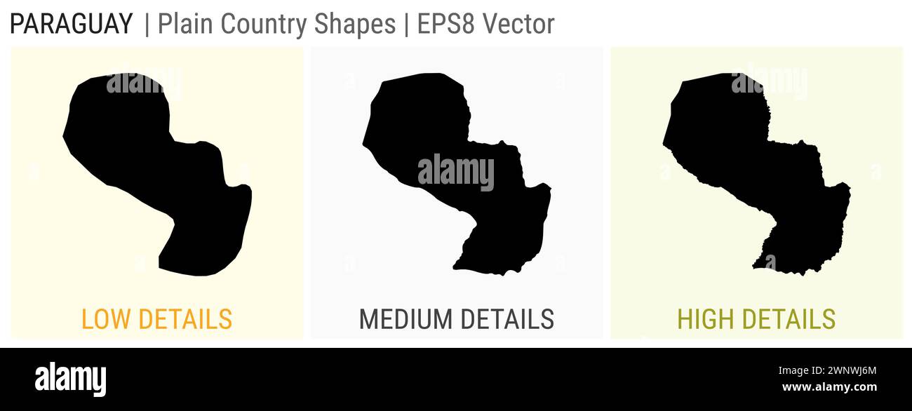 Paraguay - plain country shape. Low, medium and high detailed maps of ...