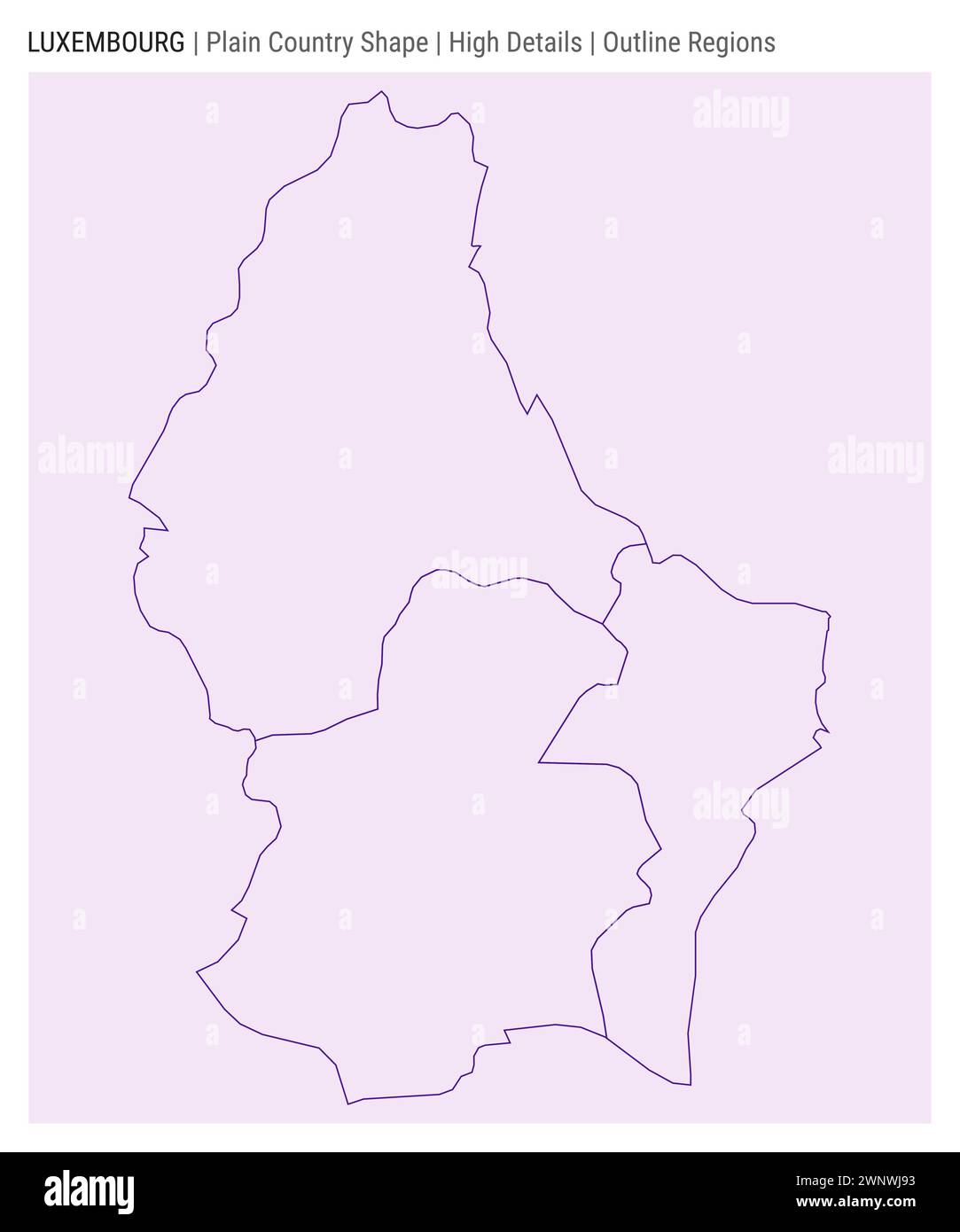 Luxembourg plain country map. High details. Outline regions style ...