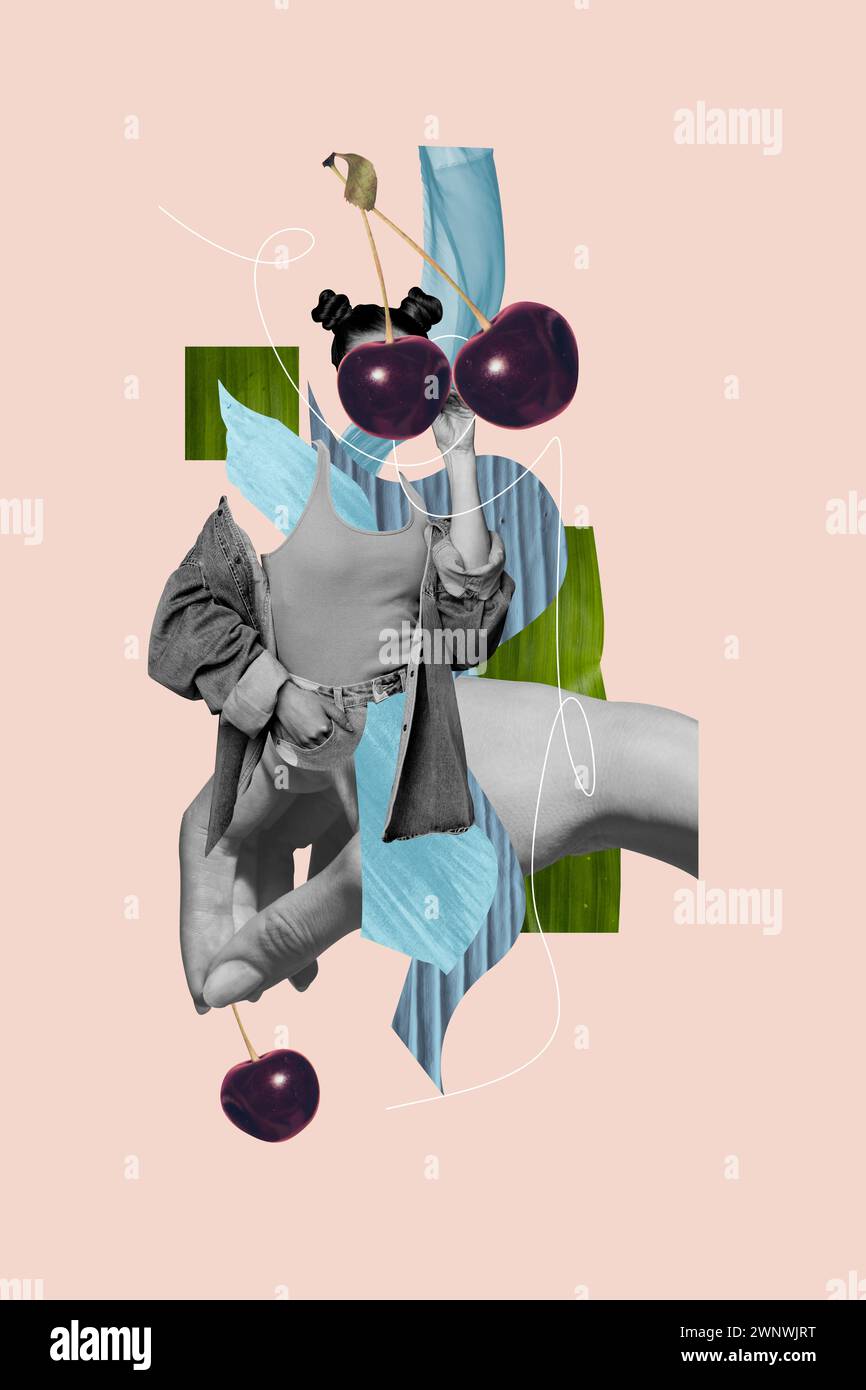 Vertical creative picture unusual weird concept standing woman body ...