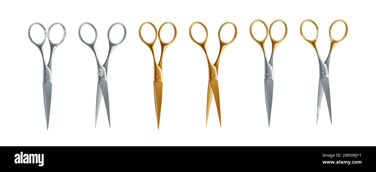 Golden Scissors Set. Shiny Metallic Shears for Elegant Ceremonies and ...