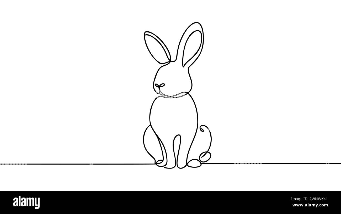Rabbit one continuous line drawing icon. Vector illustration isolated ...