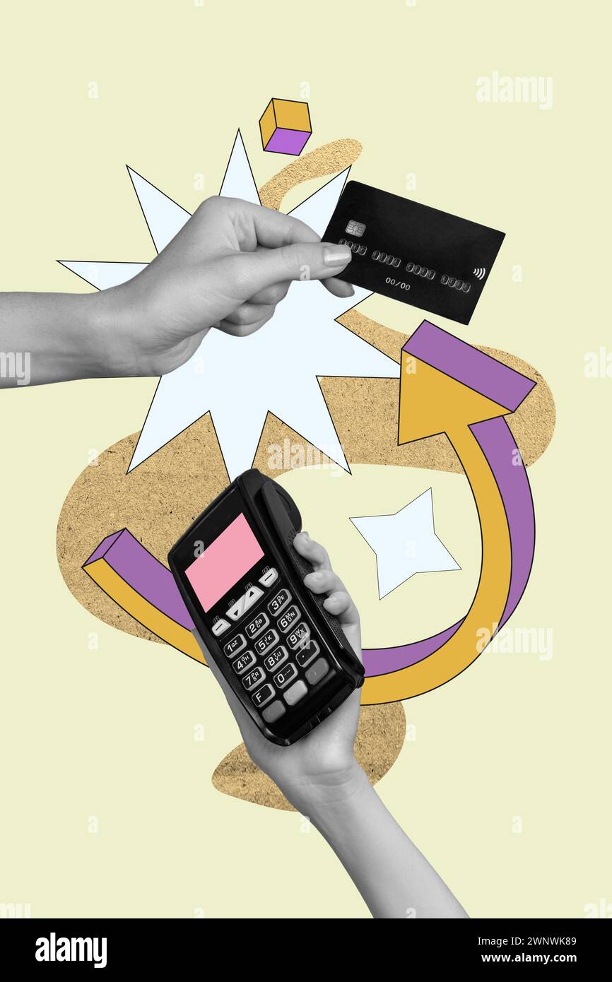 Photo cartoon comics sketch collage picture of arm paying credit card ...