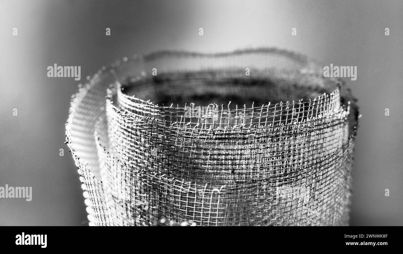 Metal mesh. Rolled mesh in gray. Heavy duty steel or aluminum mesh with ...