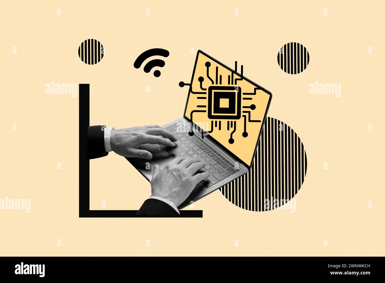 Creative collage about technological progress it specialist programming ...