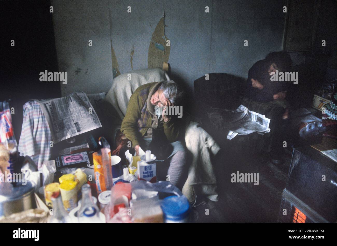 Rural poverty old women UK. Jane and Francis Parfitt at home in ...