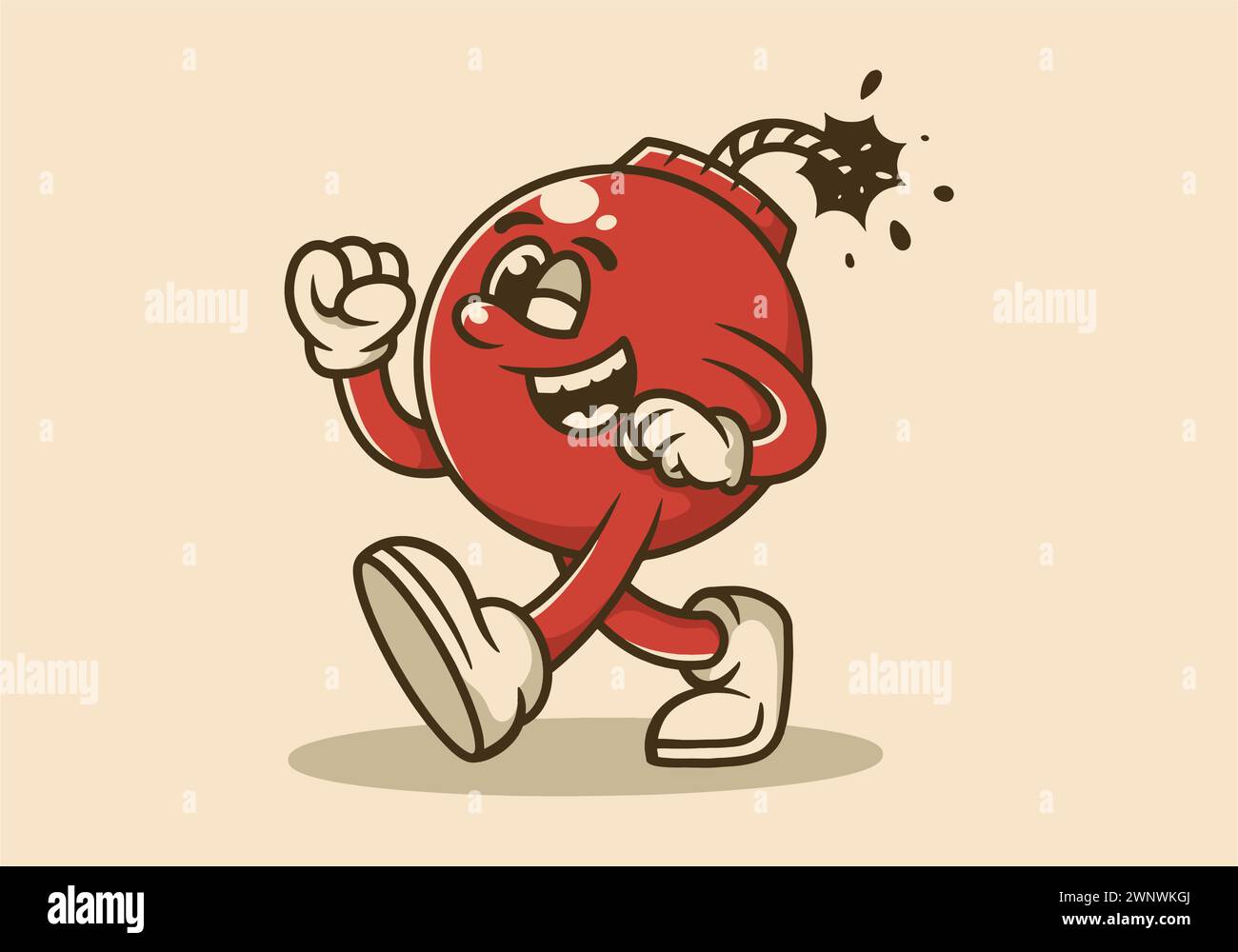 Mascot character illustration of walking bomb character in red color ...