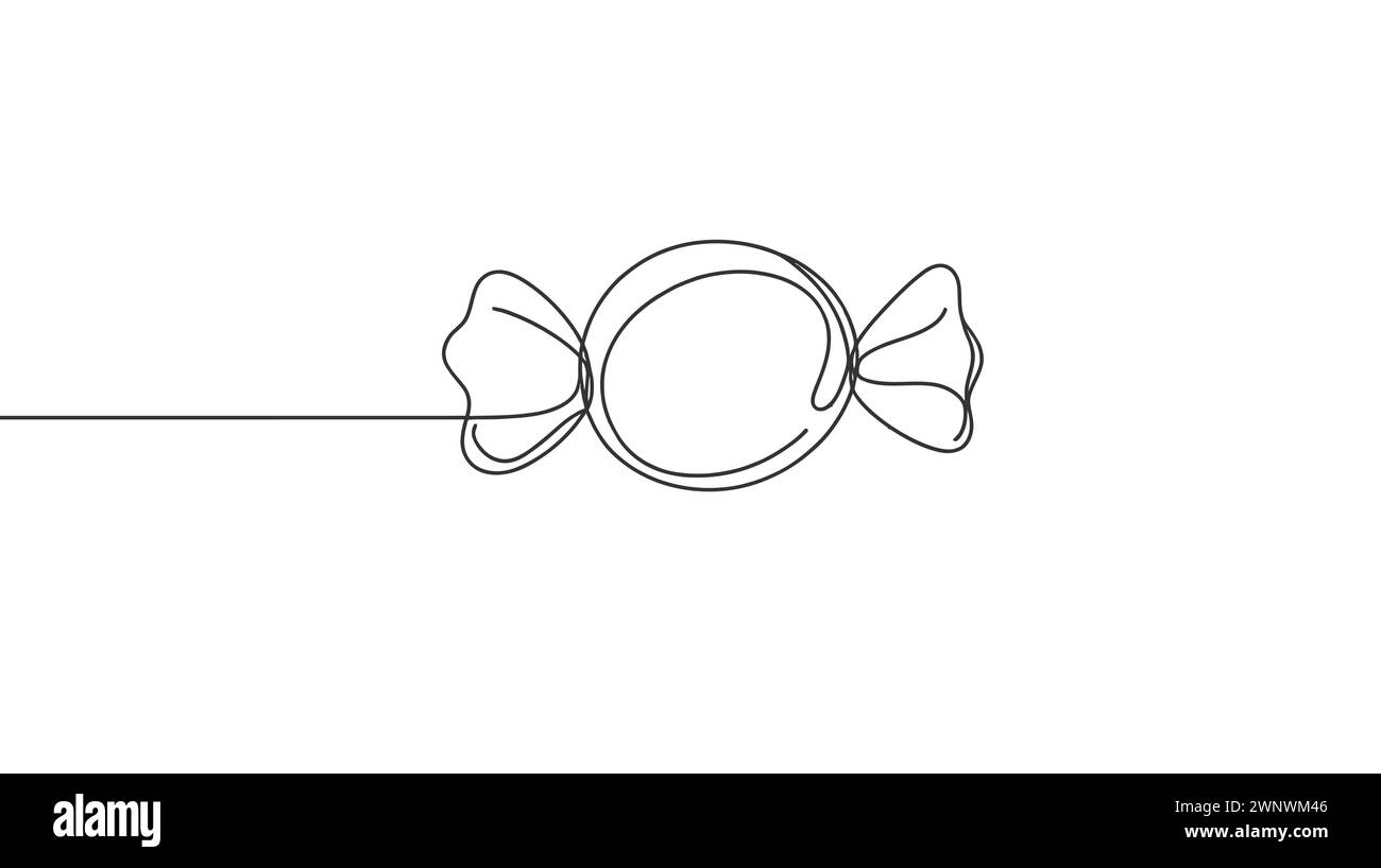Continuous single drawn one line candy hand-drawn picture silhouette ...