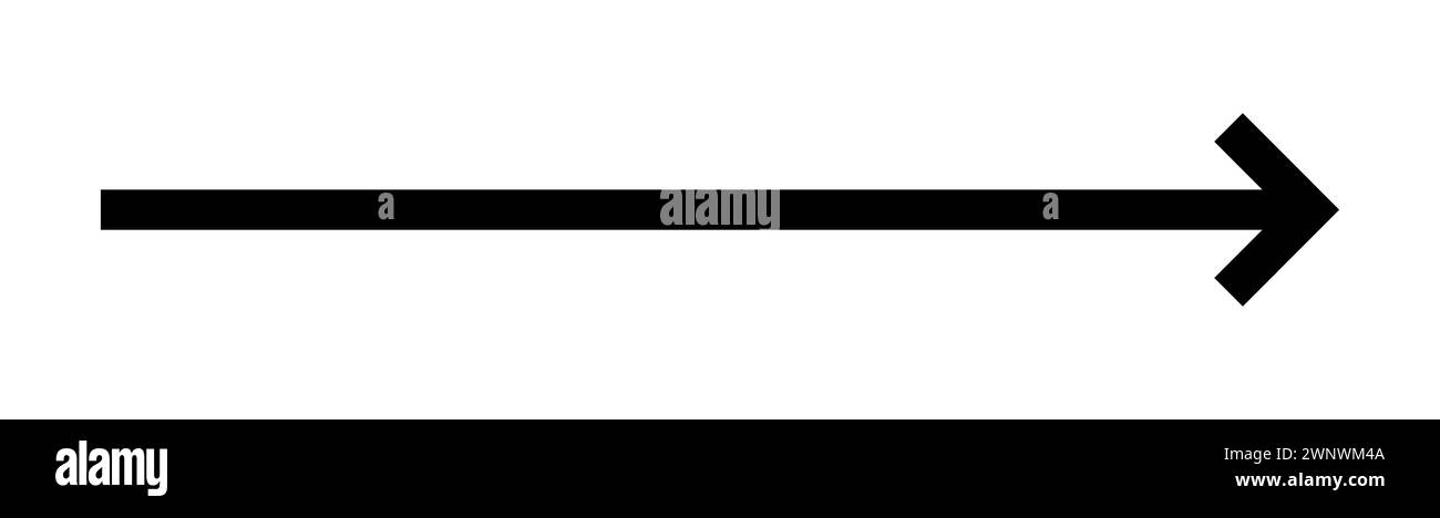 Thin black arrow pointing right. Long, straight-line arrow icon in ...