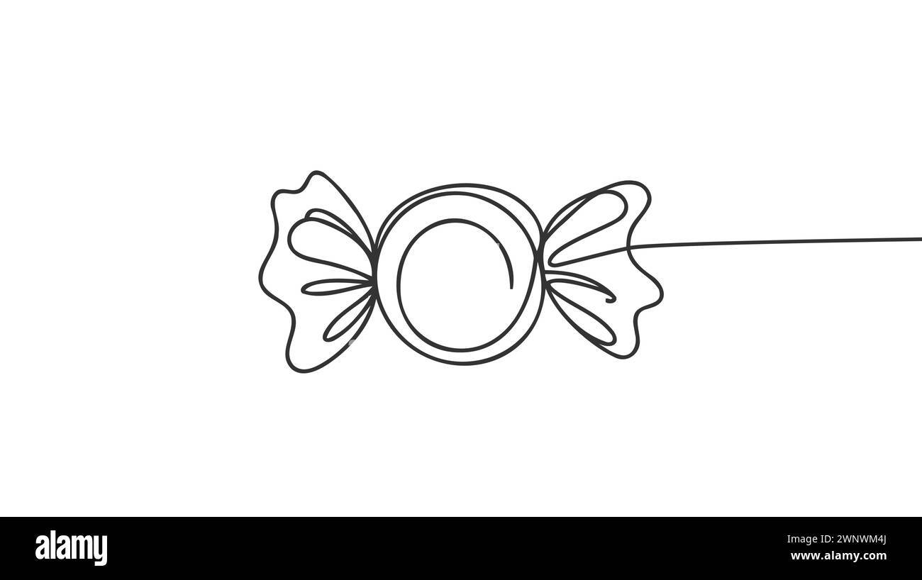 Continuous single drawn one line candy hand-drawn picture silhouette ...