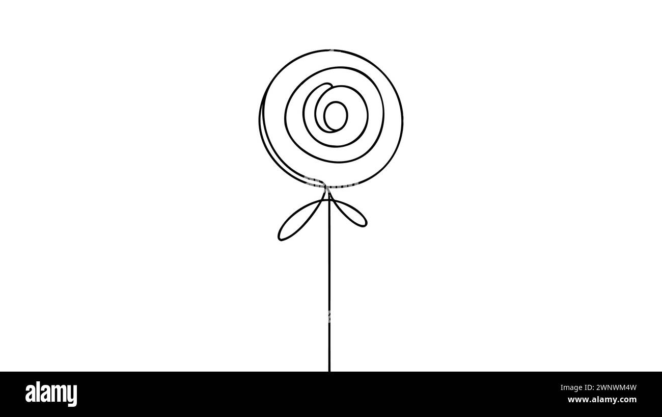 Continuous single drawn one line candy hand-drawn picture silhouette ...