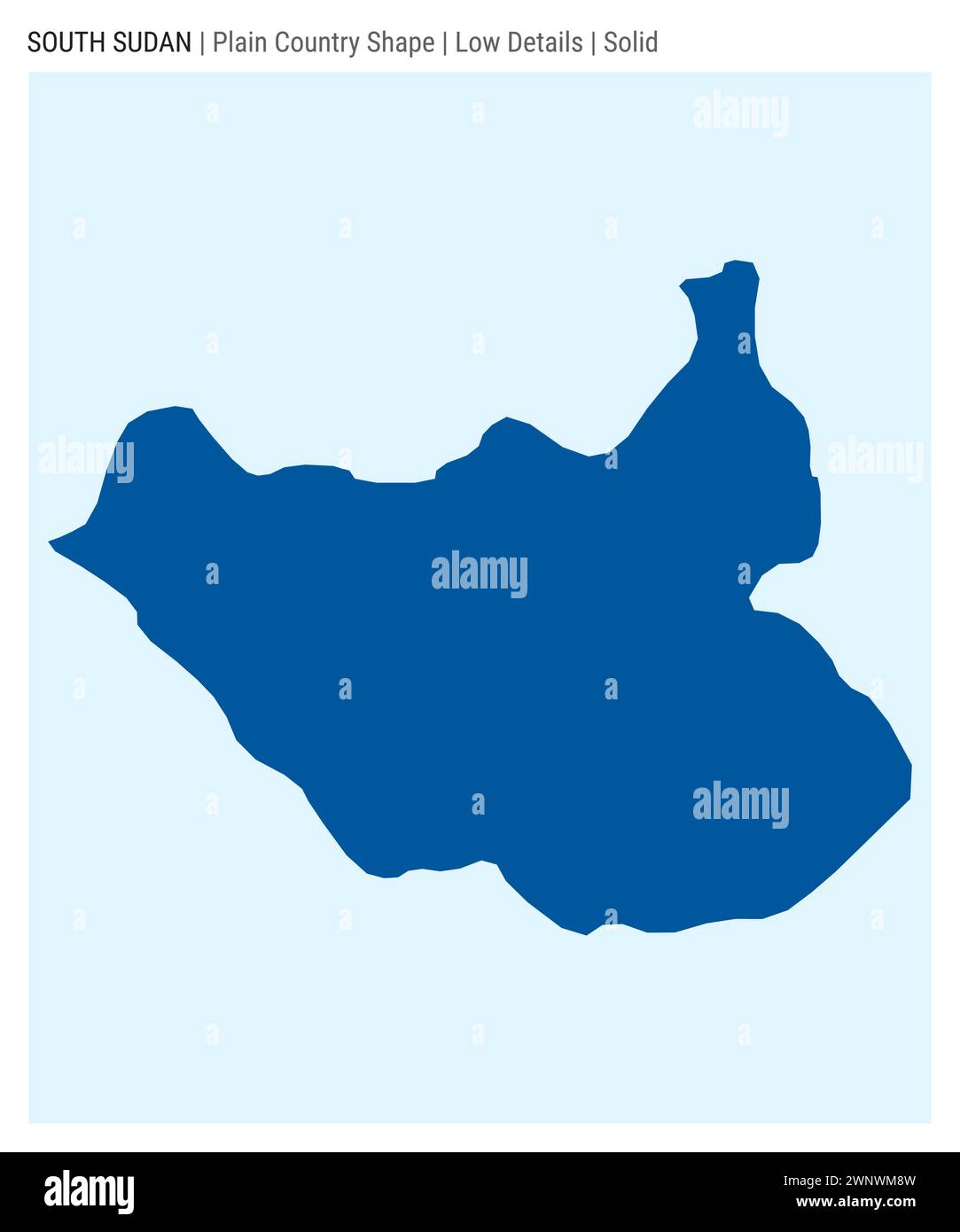 South Sudan plain country map. Low details. Solid style. Shape of South ...