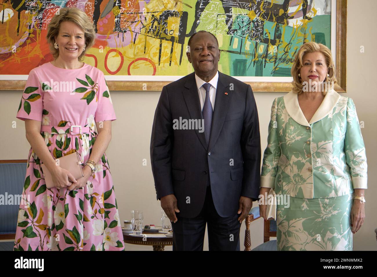 Queen Mathilde of Belgium, Ivory Coast President Alassane Ouattara and ...