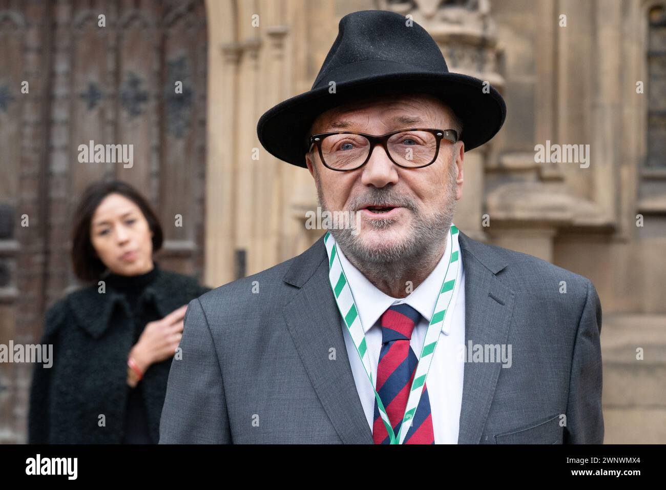 Newly elected MP for Rochdale, George Galloway, with his wife Putri ...
