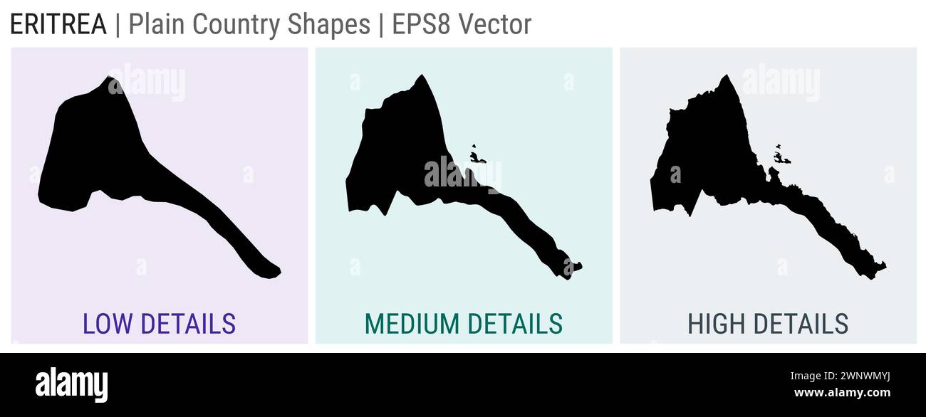 Eritrea - plain country shape. Low, medium and high detailed maps of ...