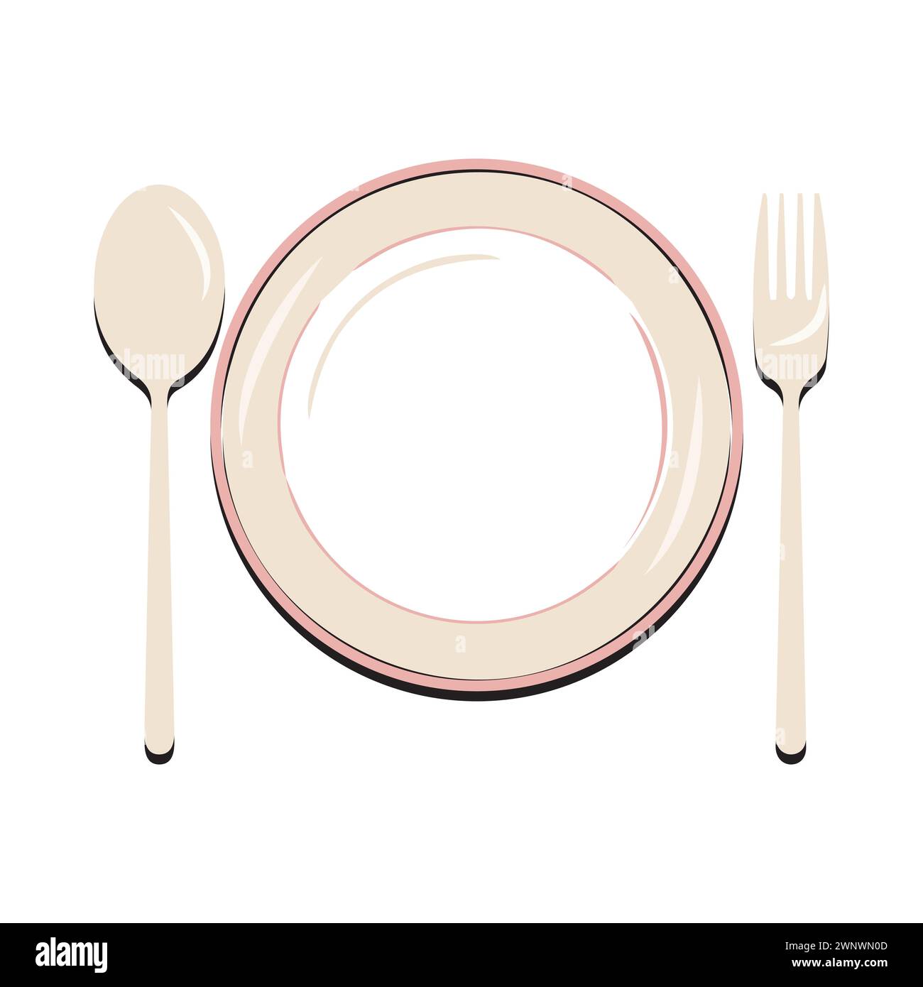 Plate soup cutlery on Stock Vector Images - Alamy