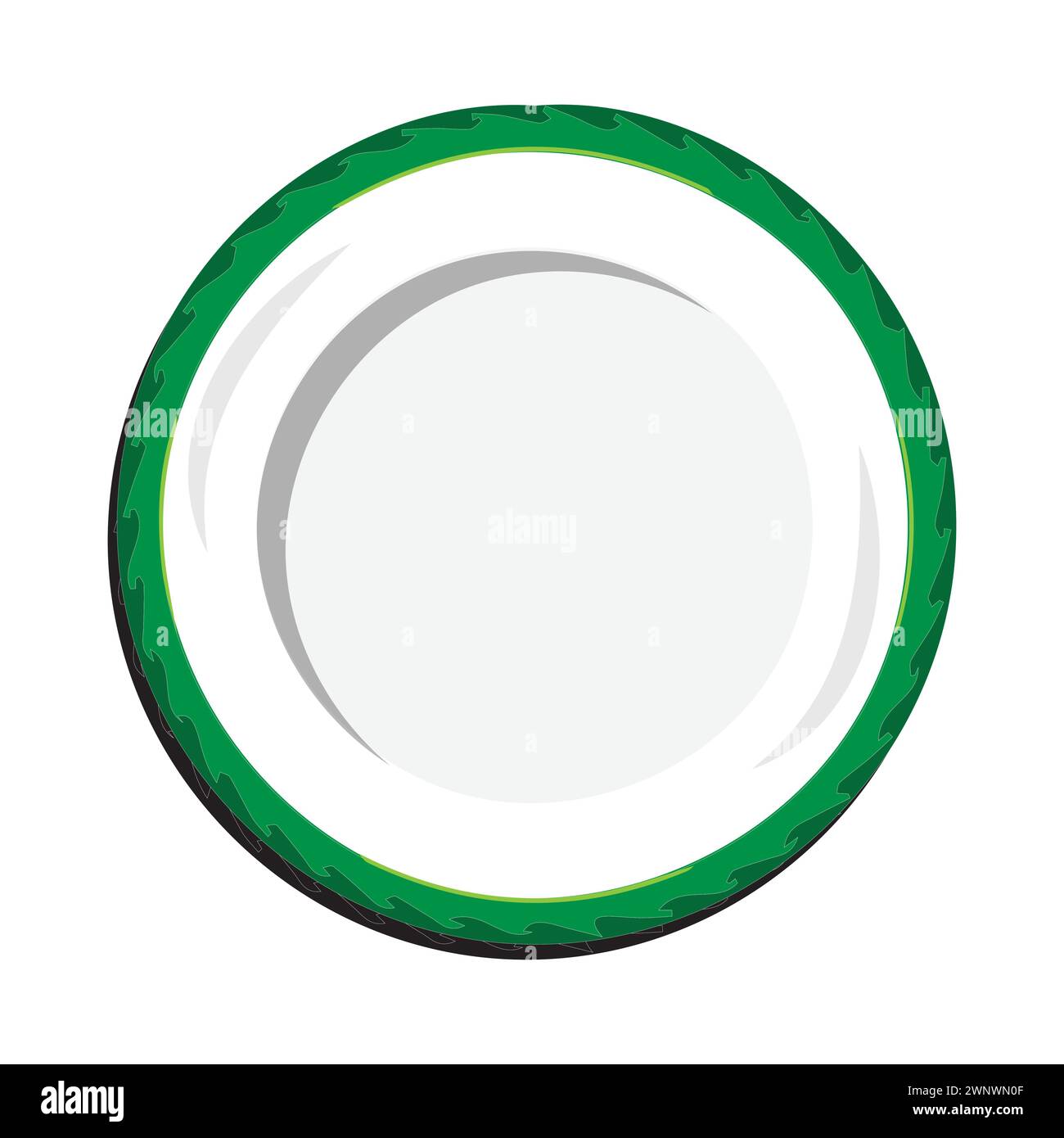 Dish, Empty plate with knife and fork isolated on a white background. Plate circle icon with ...