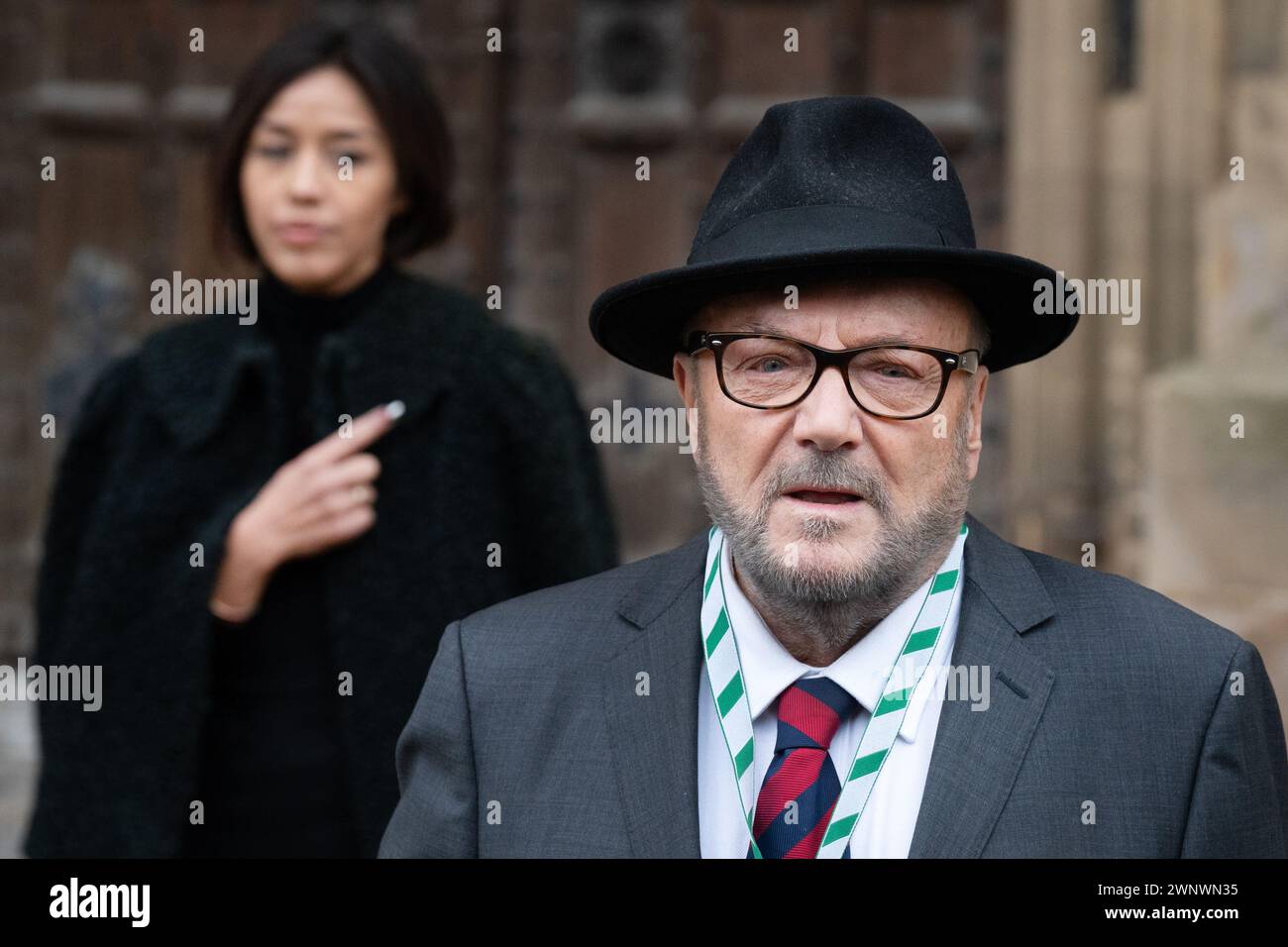 Newly elected MP for Rochdale, George Galloway, with his wife Putri ...