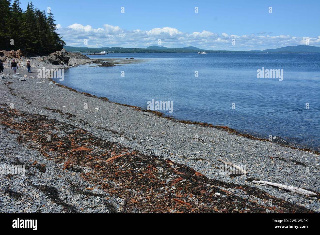 Horizon with island and landforms on Atlantic near Rockport, Maine ...