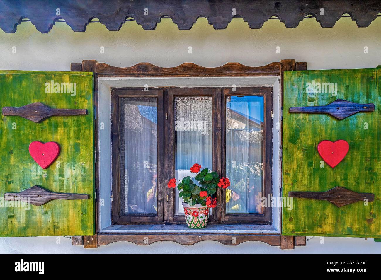Peasant house with beautiful decorations typical of the Lipovan ethnic ...