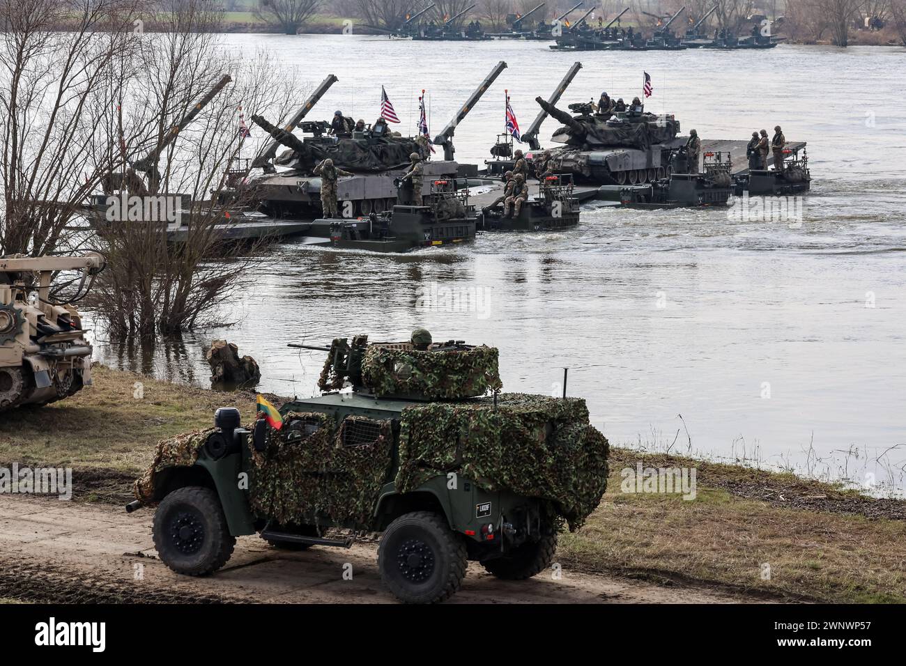 Korzeniewo, Poland on March 4, 2024. The US and the UK flagged vehicle ...