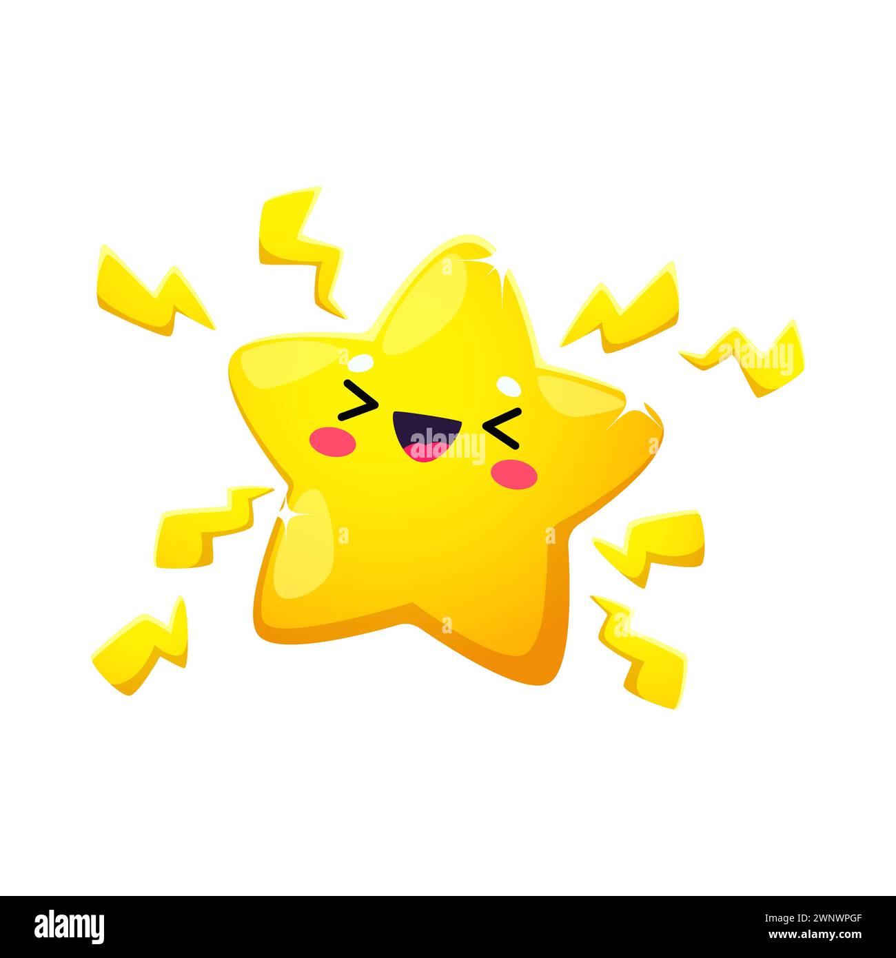 Cartoon excited kawaii star character or twinkle vector personage with ...