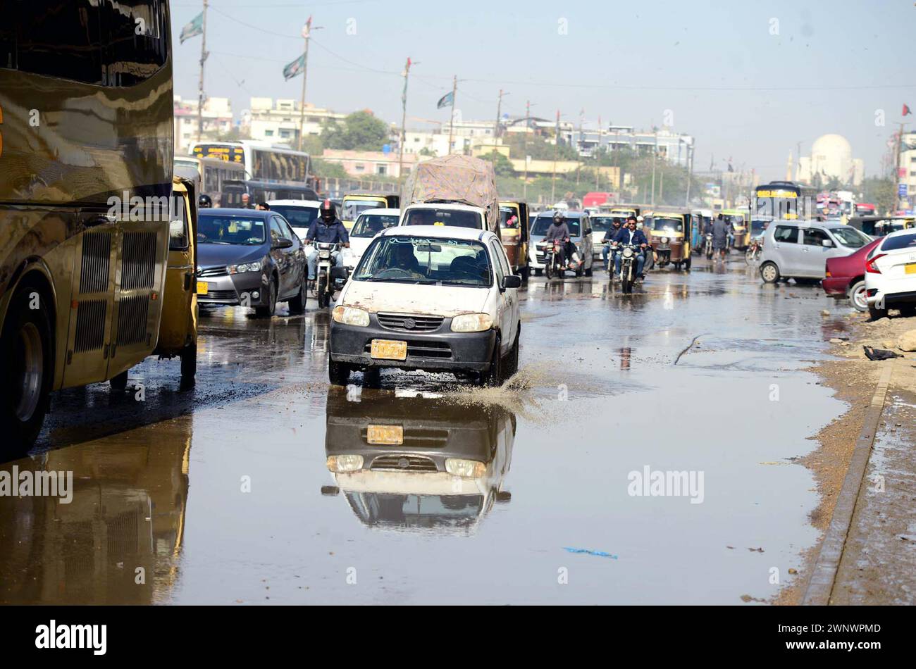 Inundated road by overflowing sewerage water, creating problems for ...