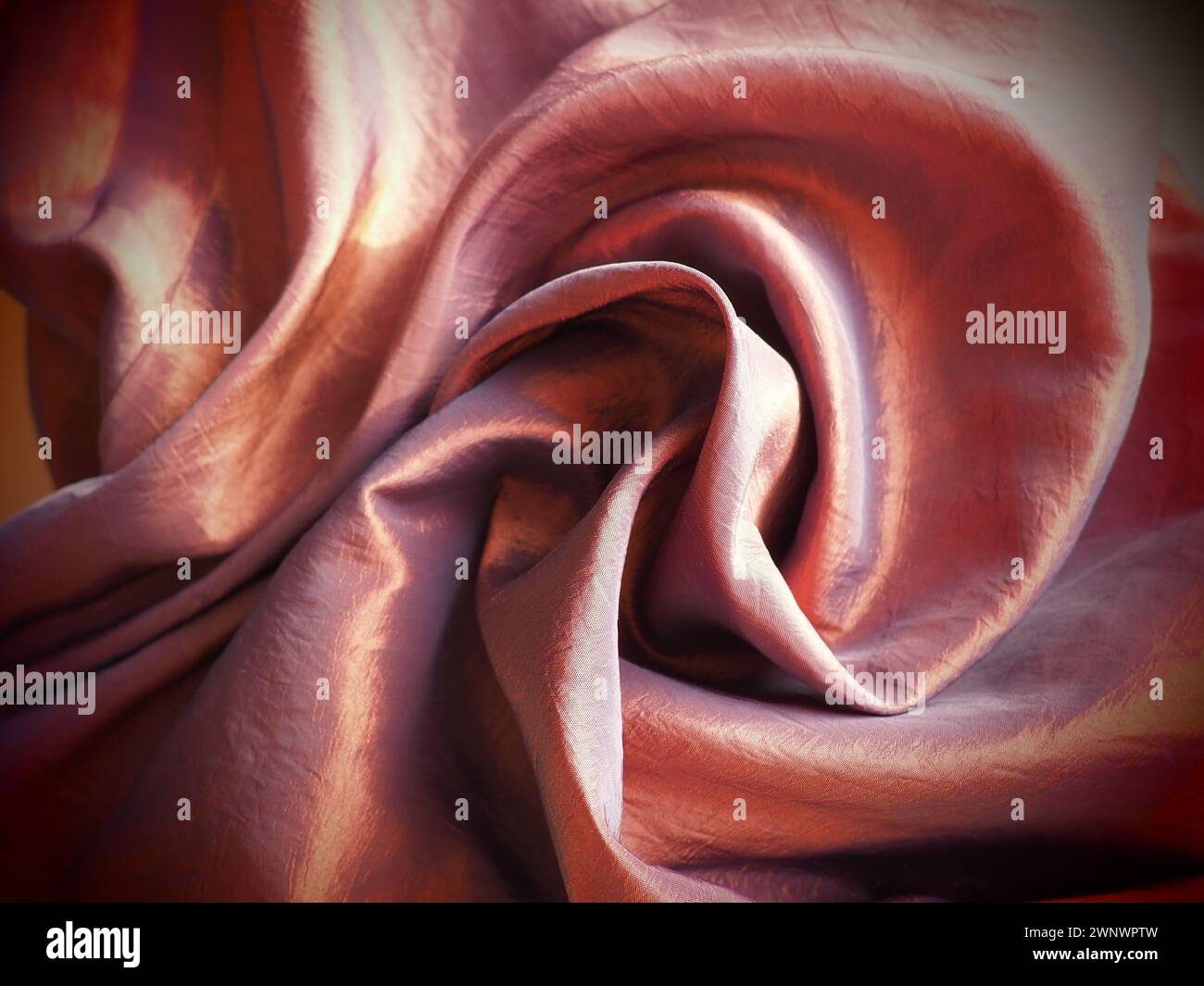 Beautiful fabric - taffeta, gently folded in waves. Crumpled material ...