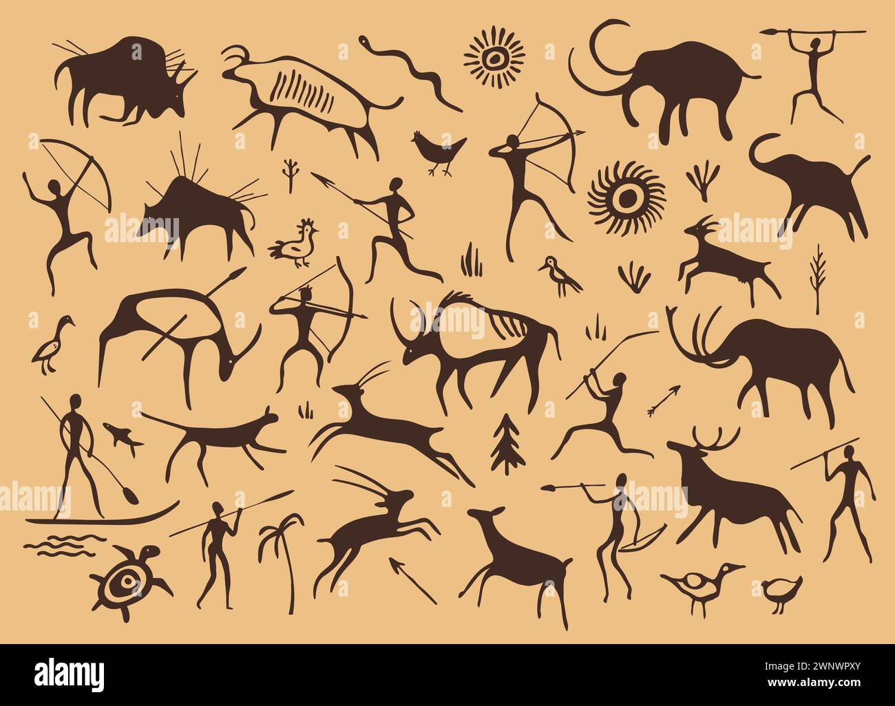 Prehistoric hunters Stock Vector Images - Alamy