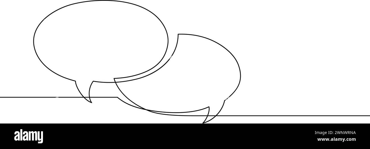 Speech Bubble Chatting Message In One Line Drawing Continuous Minimalist Thin Linear Vector