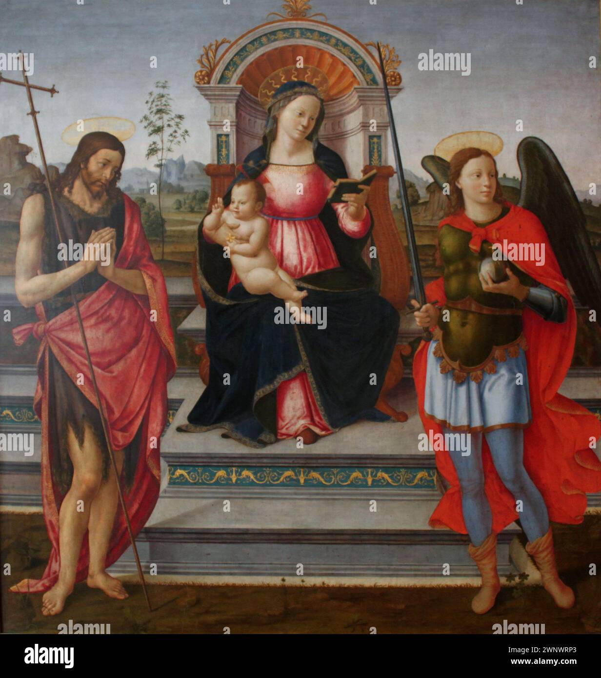 Francesco Granacci: Madonna Enthroned with the blessing child, John the ...
