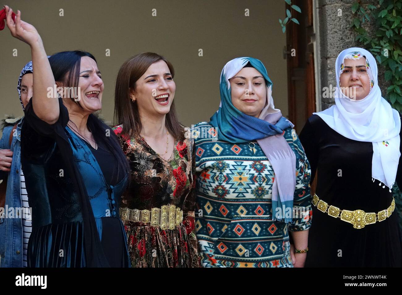Diyarbakir, Turkey. 04th Mar, 2024. Kurdish women in traditional ...