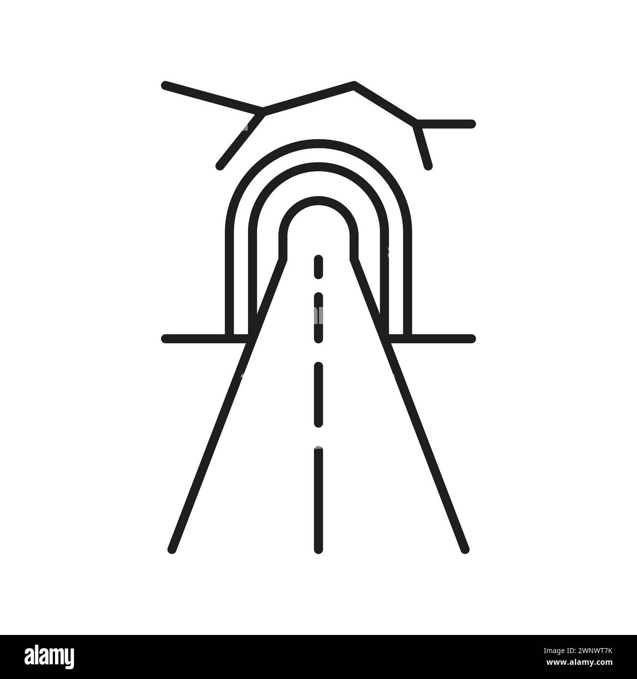 Road line icon, highway street with tunnel route, vector traffic ...