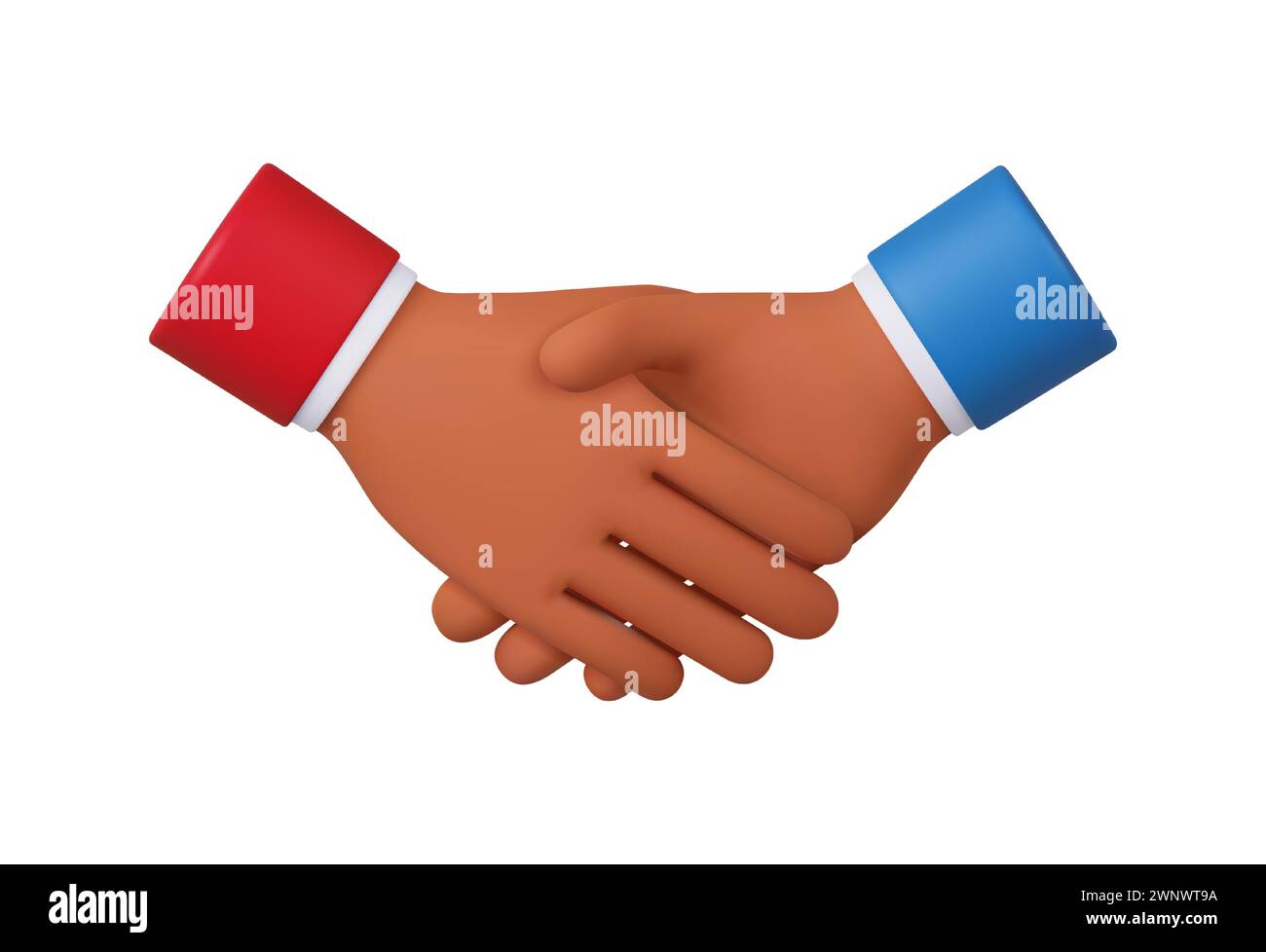 3d hand shake icon gesture. Cartoon character handshake. Business ...